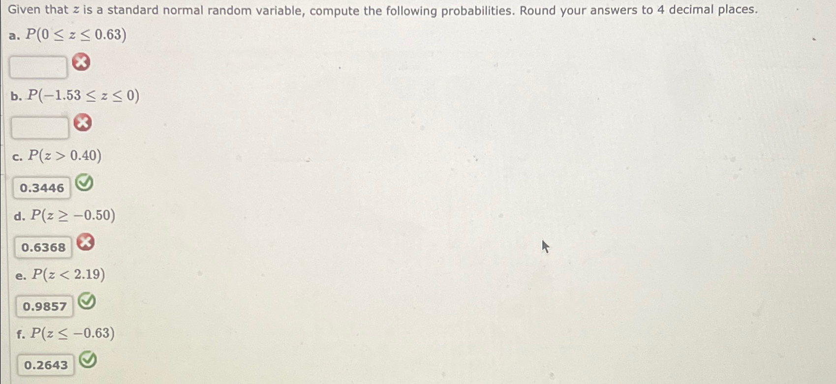 Solved Given that z ﻿is a standard normal random variable, | Chegg.com