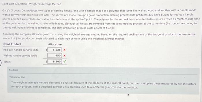 Solved Joint Cost Allocation-Weighted Average Method Garys | Chegg.com