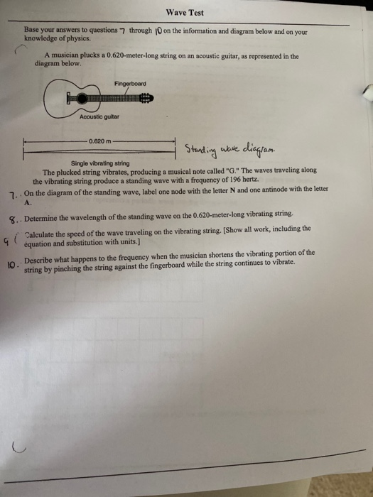 Solved Wave Test Base your answers to questions 7 through 10 | Chegg.com