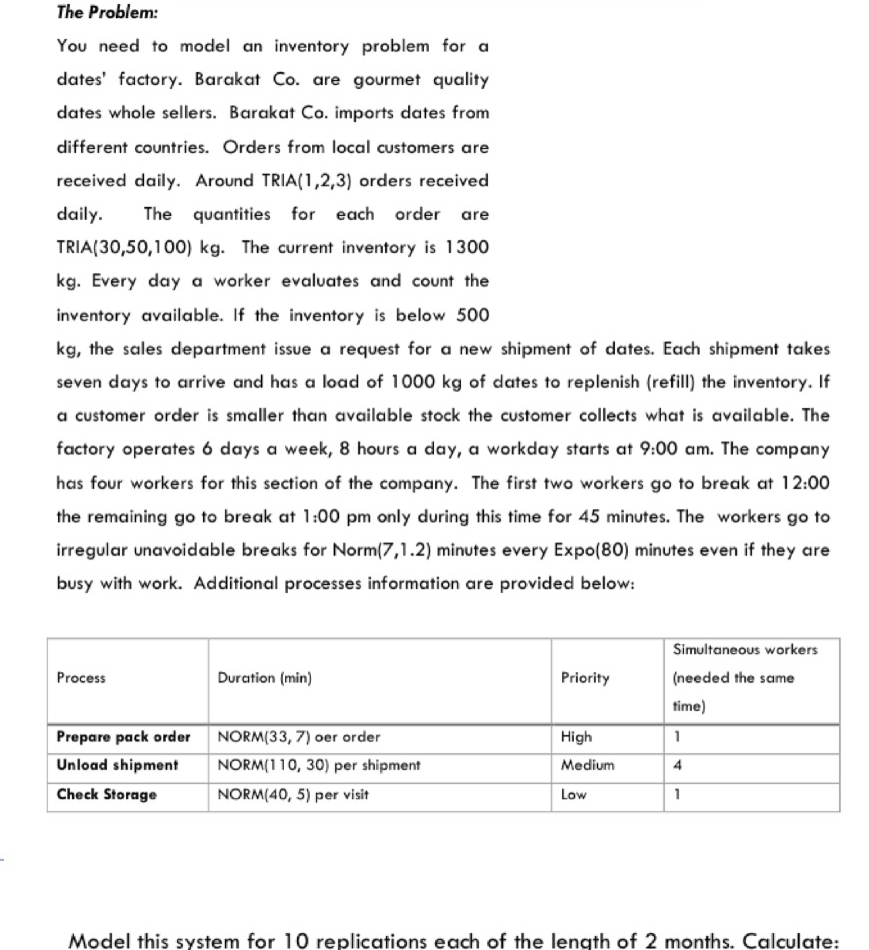 Solved Model through arena simulation model and use | Chegg.com