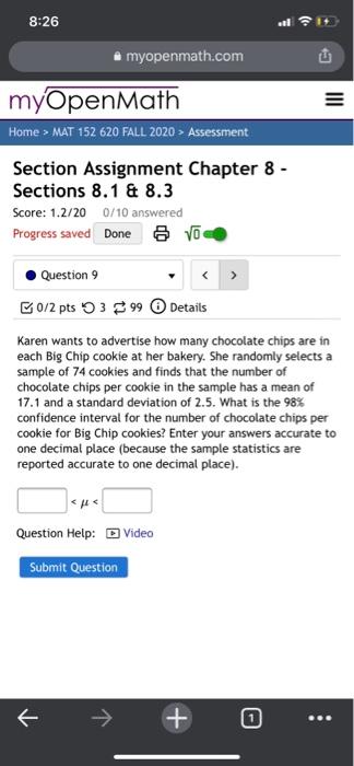 Solved 8:26 = myopenmath.com myOpenMath Home > MAT 152 620 | Chegg.com