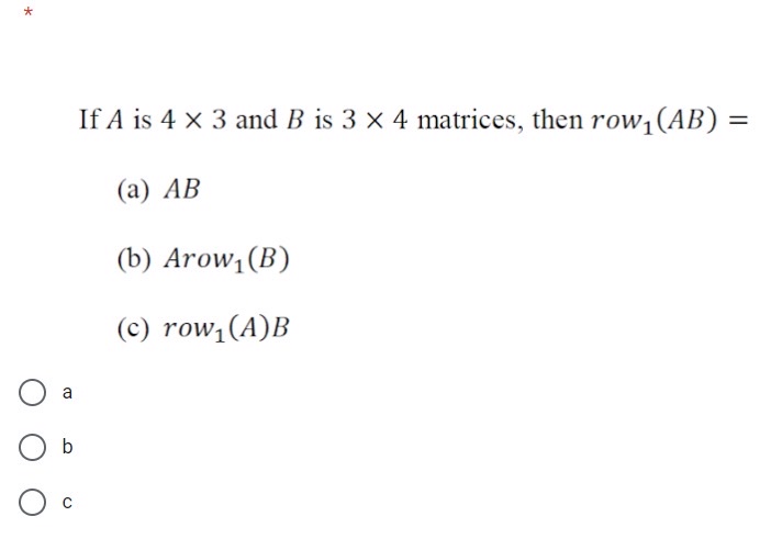 Solved If A ﻿is 4×3 ﻿and B ﻿is 3×4 ﻿matrices, then | Chegg.com