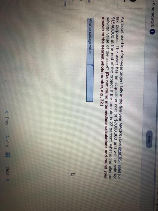 Solved er 9 homework Sed An asset used in a four-year | Chegg.com