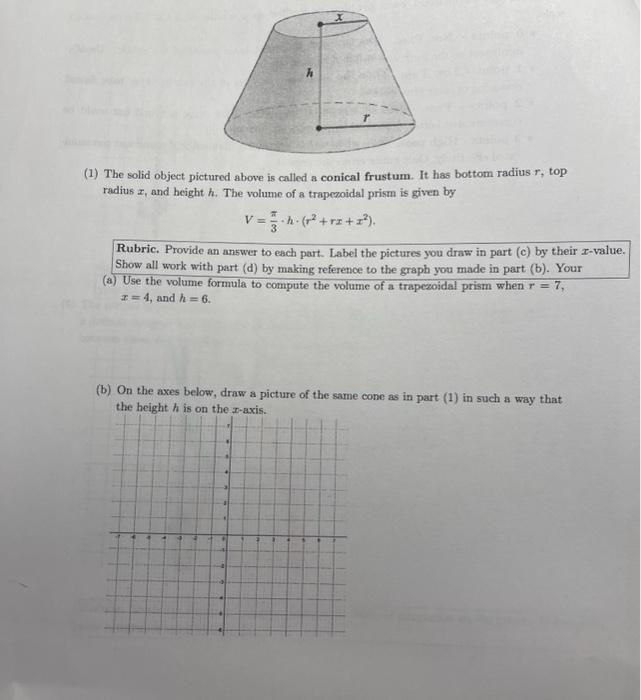 Solved (1) The solid object pictured above is called a | Chegg.com