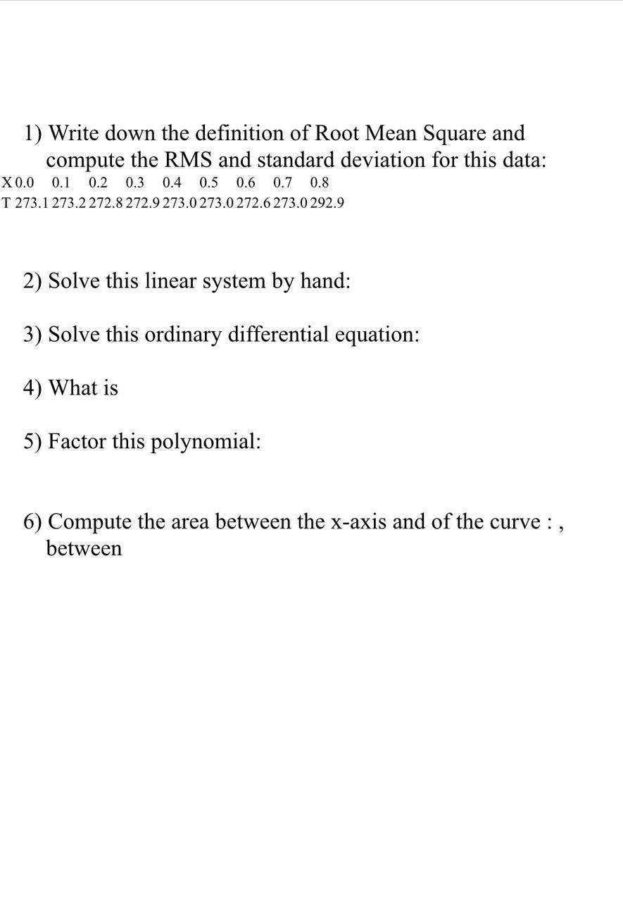 1) Write down the definition of Root Mean Square and | Chegg.com