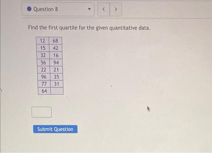 Solved Question 6 X Calculate the 60th percentile of the | Chegg.com