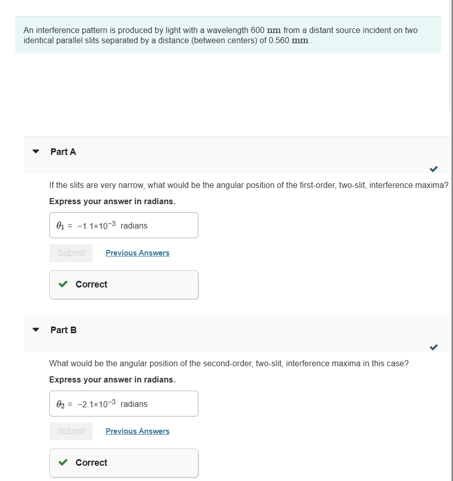 Solved An interference pattern is produced by light with a | Chegg.com