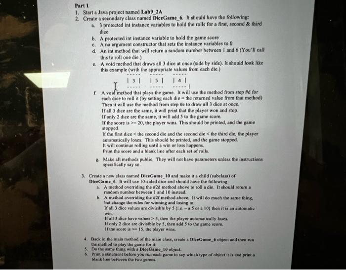 Solved Part 1 1. Start a Java project named Lab9 2A 2. | Chegg.com