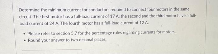 Solved Determine the minimum current for conductors required | Chegg.com