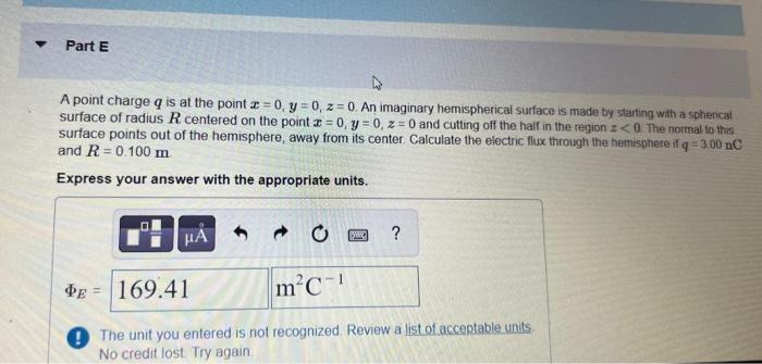 Solved A point charge q is at the point x=0,y=0,z=0. An | Chegg.com
