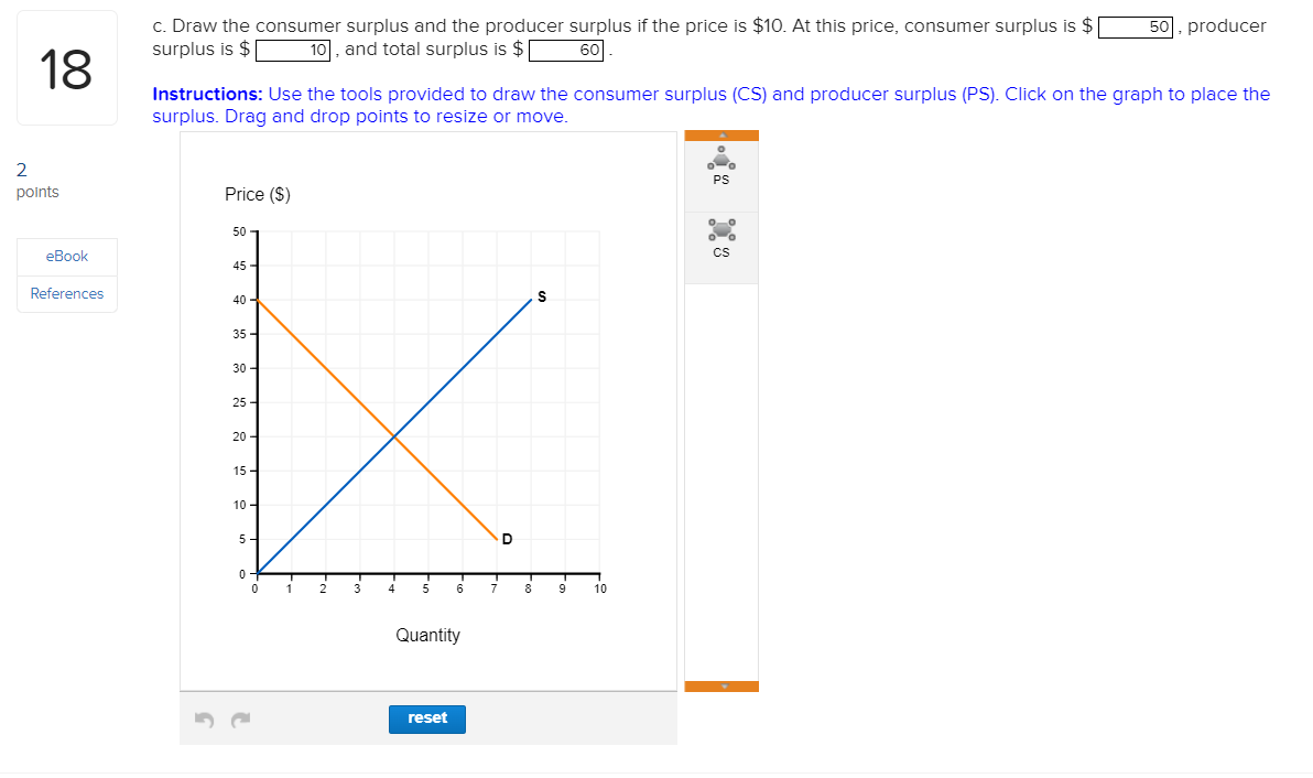 Solved c. Draw the consumer surplus and the producer | Chegg.com Solved c. Draw the consumer surplus and the producer | Chegg.com