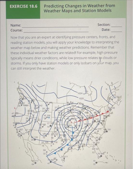 Solved EXERCISE 18.6 Predicting Changes in Weather from | Chegg.com