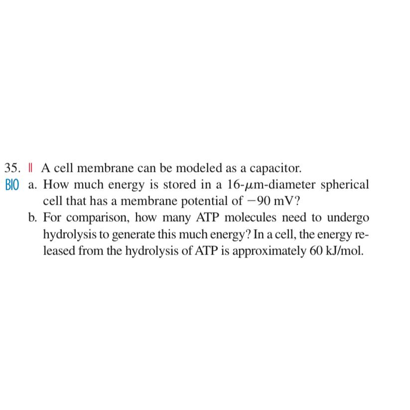 Solved I A cell membrane can be modeled as a capacitor.BIO | Chegg.com