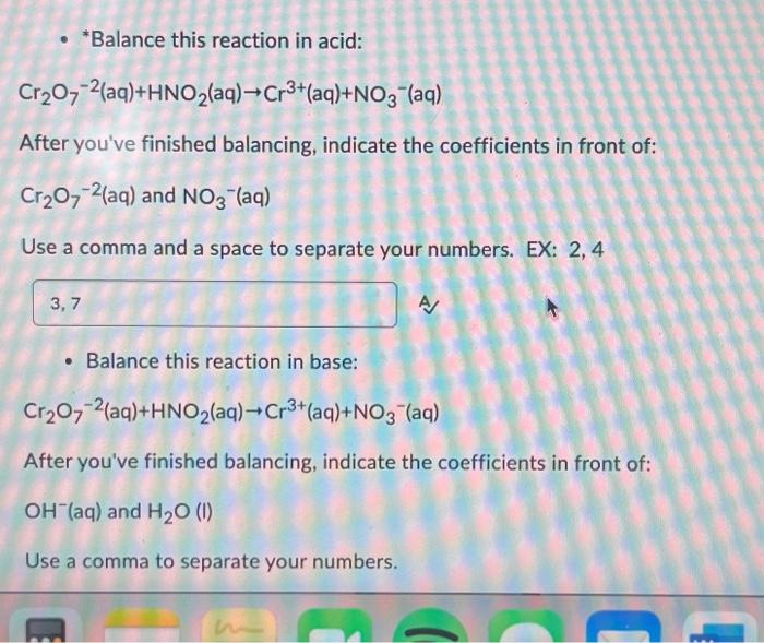 Solved - *Balance this reaction in acid: | Chegg.com