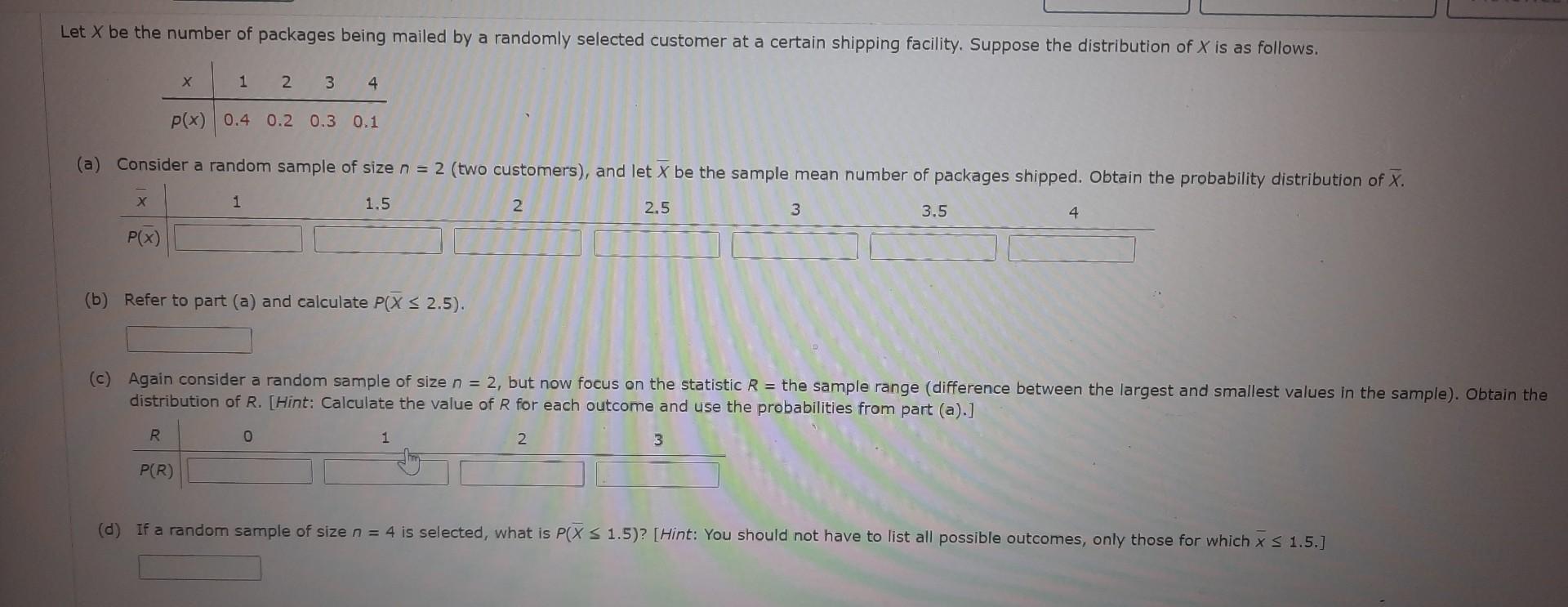 Solved distribution of R. [Hint: Calculate the value of R | Chegg.com