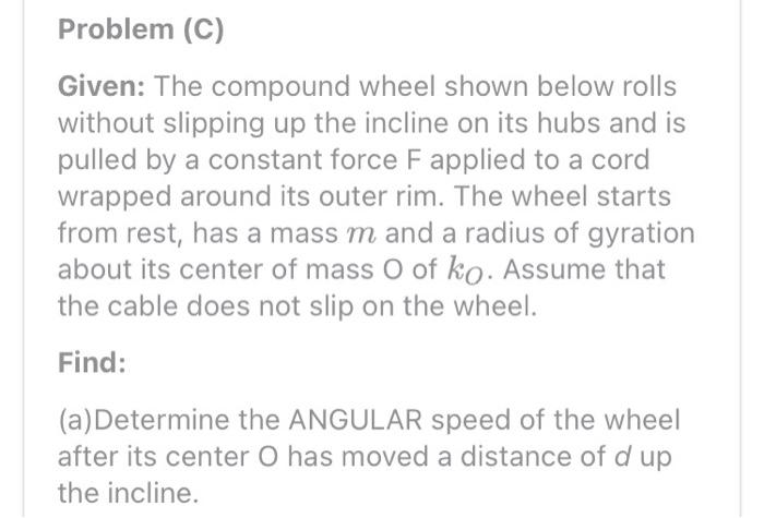 Solved Problem (C) Given: The compound wheel shown below | Chegg.com