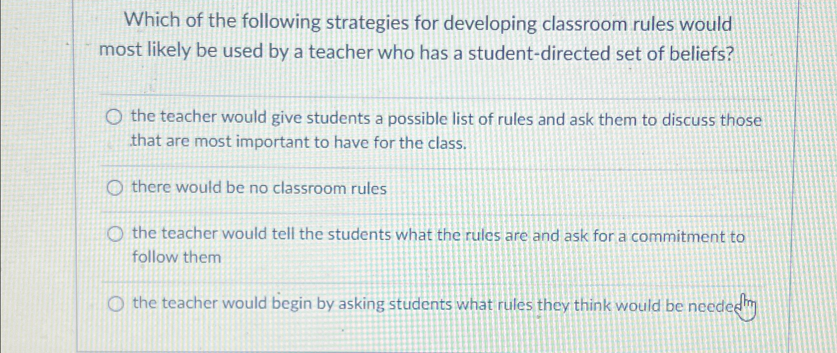 Solved Which of the following strategies for developing | Chegg.com