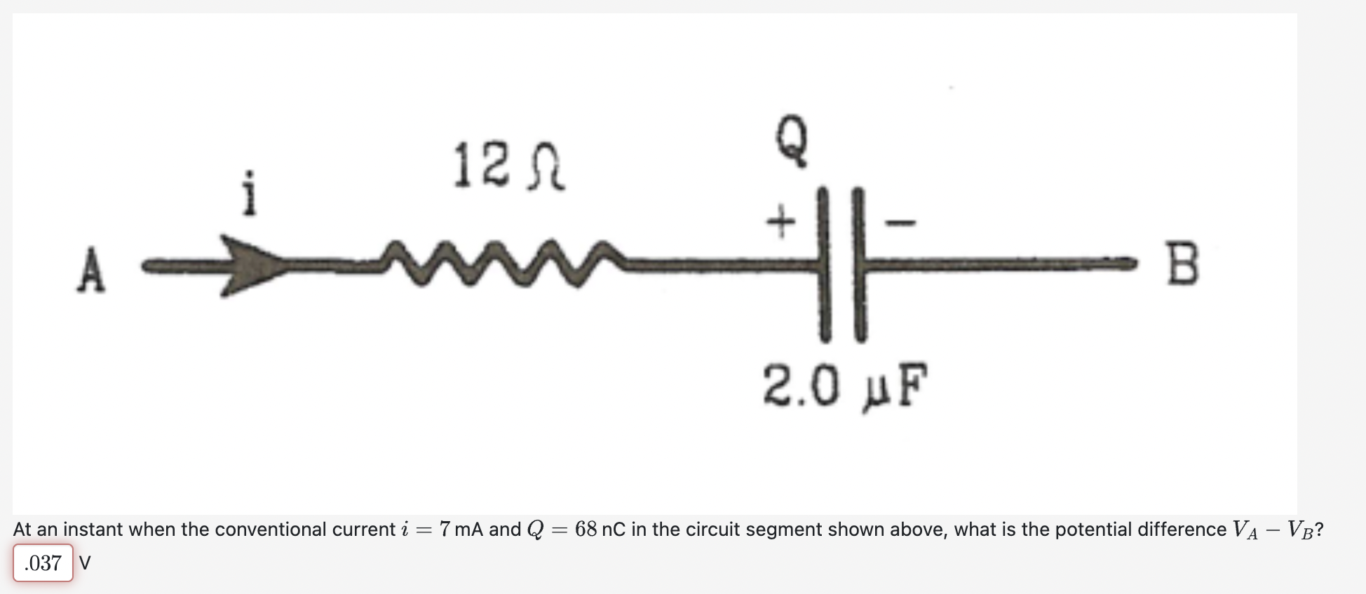Solved At an instant when the conventional current i=7mA | Chegg.com
