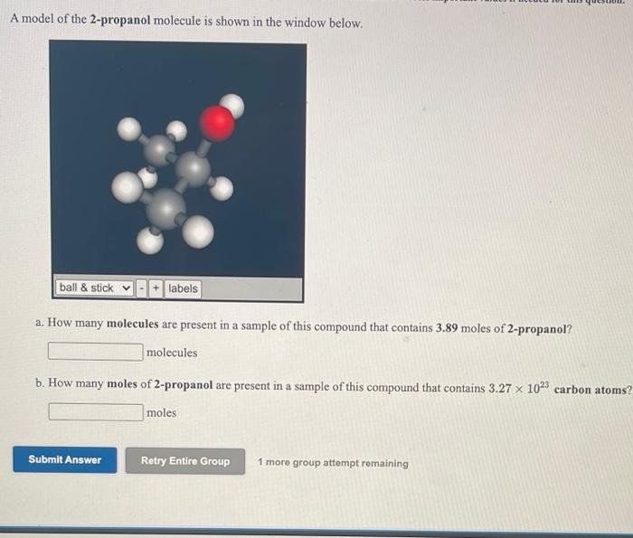 Solved A model of the 2-propanol molecule is shown in the | Chegg.com
