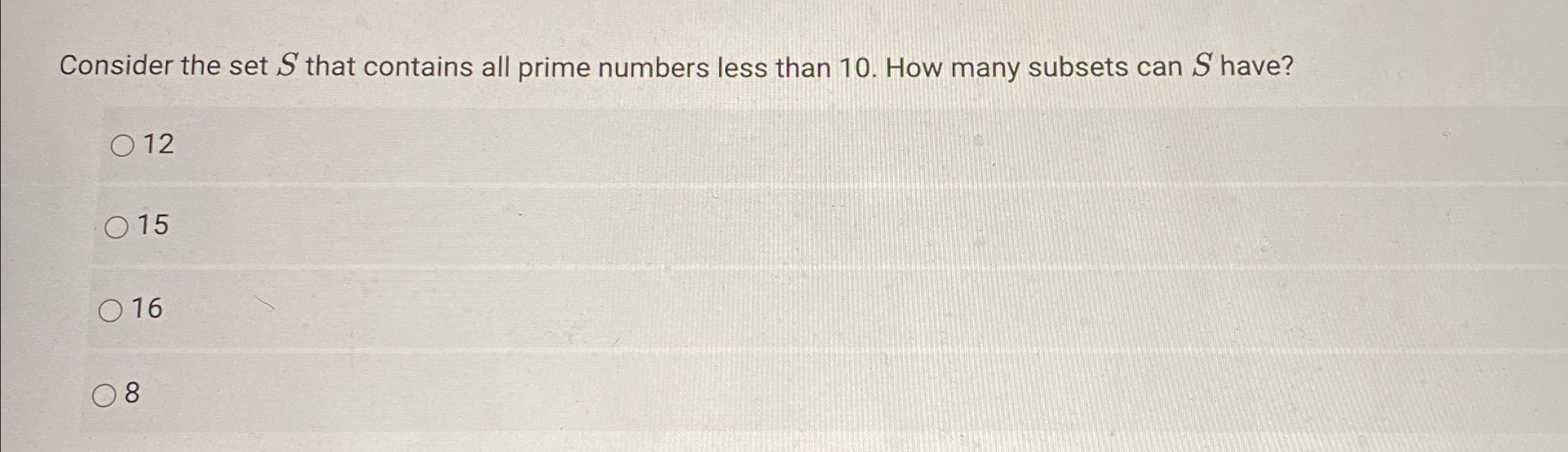 Solved Consider the set S ﻿that contains all prime numbers | Chegg.com