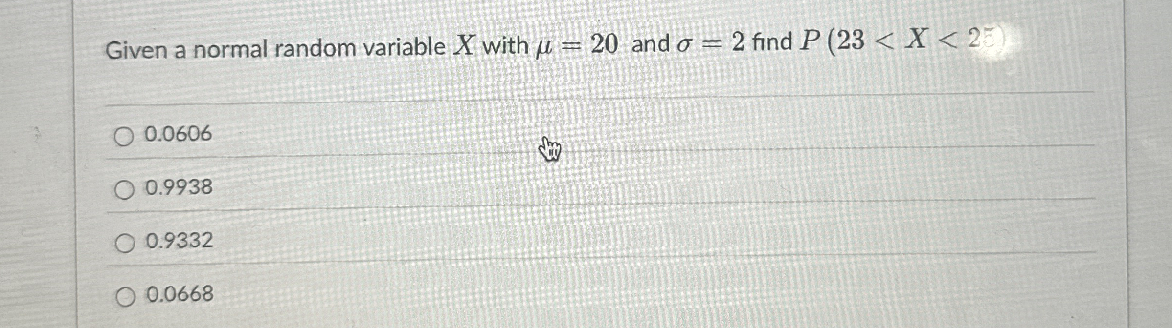 Solved Given a normal random variable x ﻿with μ=20 ﻿and σ=2 | Chegg.com