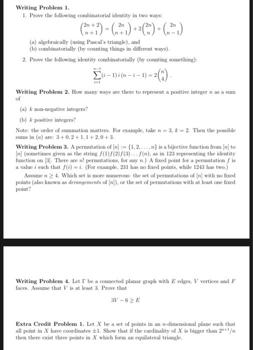 Solved Writing Problem 1. 1. Prove the following | Chegg.com