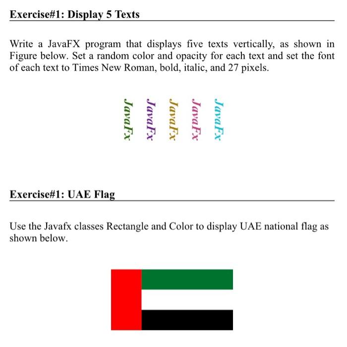 Solved Exercise1 Display 5 Texts Write A Javafx Program