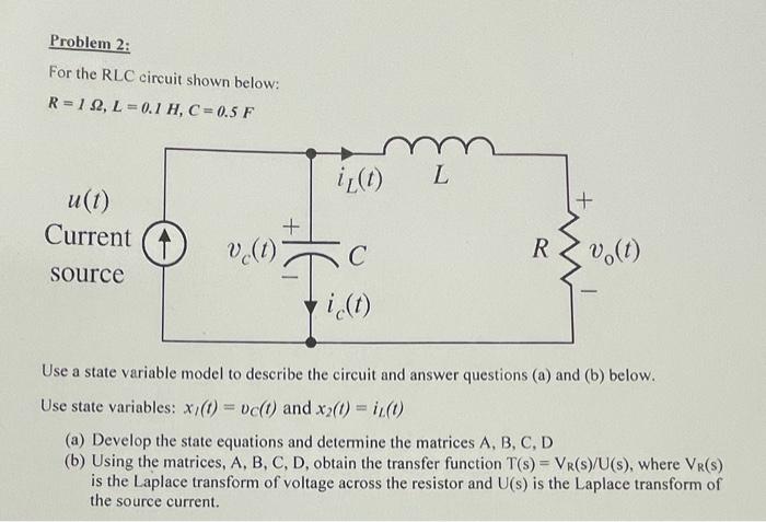 Solved Problem 2: For the RLC circuit shown below: | Chegg.com