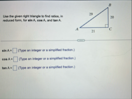 Solved Use the given right triangle to find ratios, in | Chegg.com