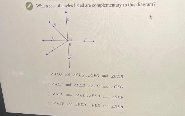 Solved Which sets of angles listed are complementary in this | Chegg.com