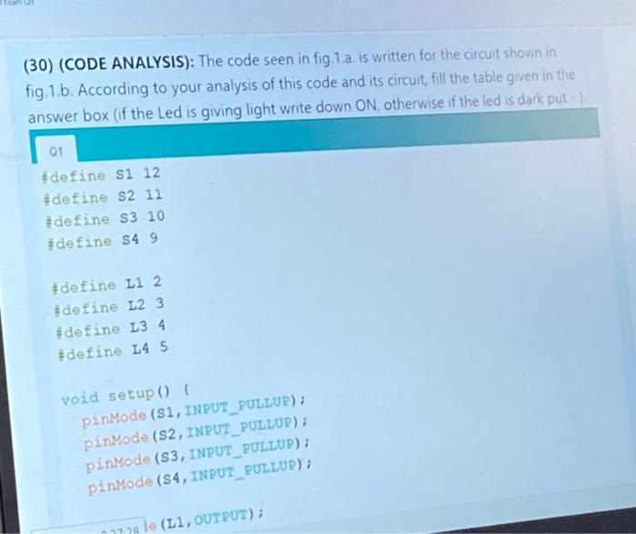 (30) (CODE ANALYSIS): The code seen in fig.1.a. is | Chegg.com
