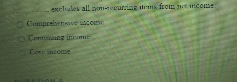 Solved excludes all non-recurring items from net income: O | Chegg.com