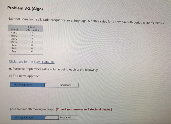 Solved Problem 3-2 (Algo) National Scan, Inc., sells radio | Chegg.com