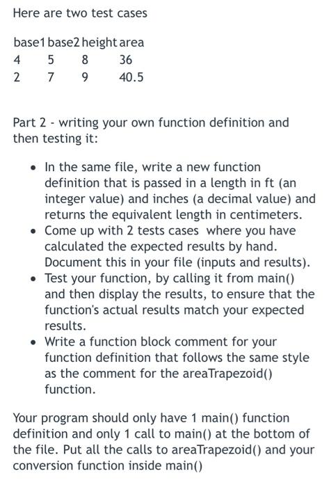 Solved Functions Objectives: • calling an existing function | Chegg.com