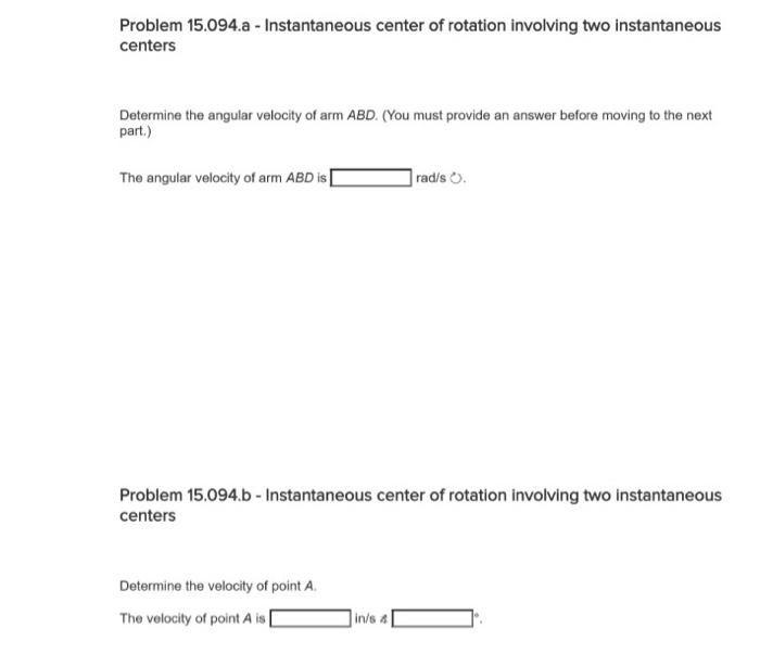 Solved Problem 15.094 - Instantaneous center of rotation, | Chegg.com