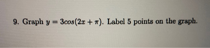 Solved 9. Graph y = 3cos(2x + 7). Label 5 points on the | Chegg.com