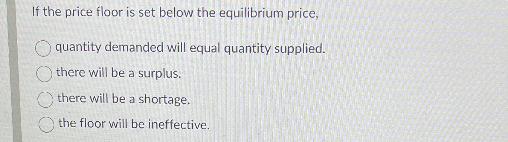 Solved If the price floor is set below the equilibrium | Chegg.com