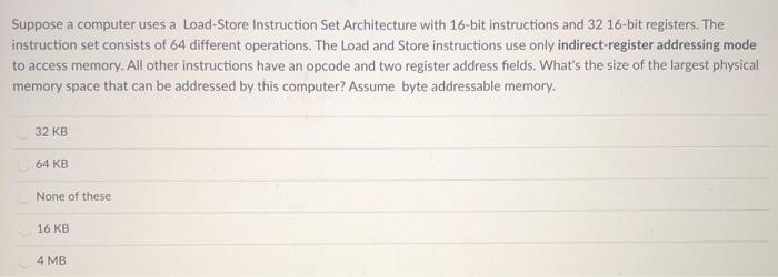 Solved Suppose a computer uses a Load-Store Instruction Set | Chegg.com