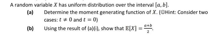 Solved A random variable X has uniform distribution over the | Chegg.com