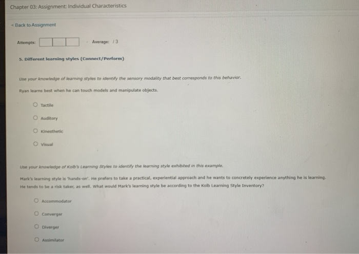 Solved Chapter 03: Assignment: Individual Characteristics