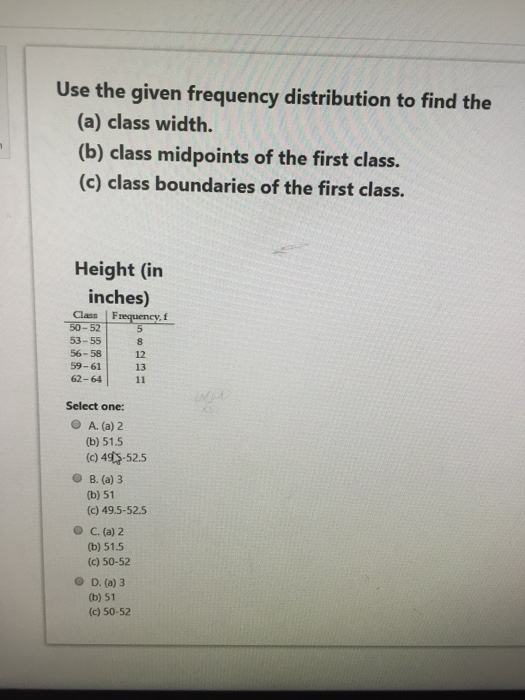 Solved Use the given frequency distribution to find the (a) | Chegg.com