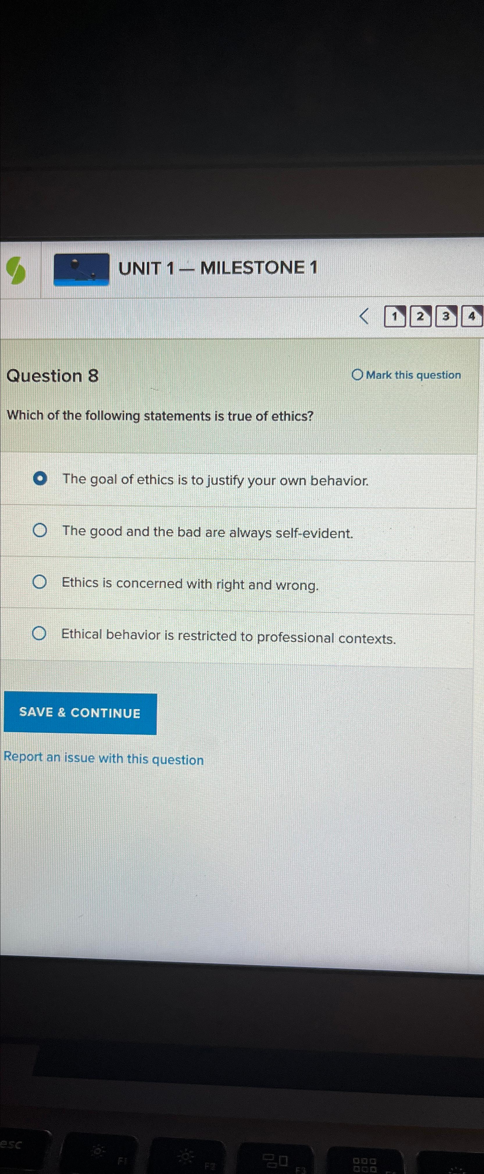 Solved UNIT 1 - ﻿MILESTONE 1Question 8Mark this | Chegg.com