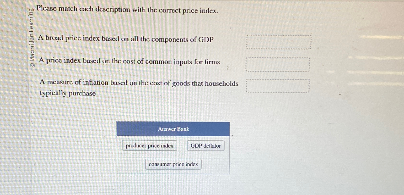 Solved Please match each description with the correct price | Chegg.com