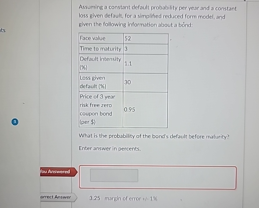 Solved Assuming a constant default probability per year and | Chegg.com