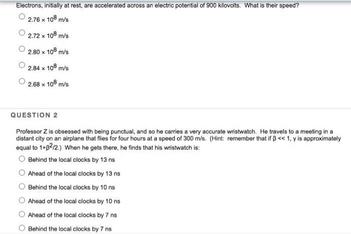 Solved Electrons, initially at rest, are accelerated across | Chegg.com
