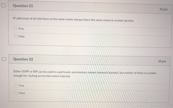 Solved Question 31 10 pts IP addresses of all interfaces at | Chegg.com