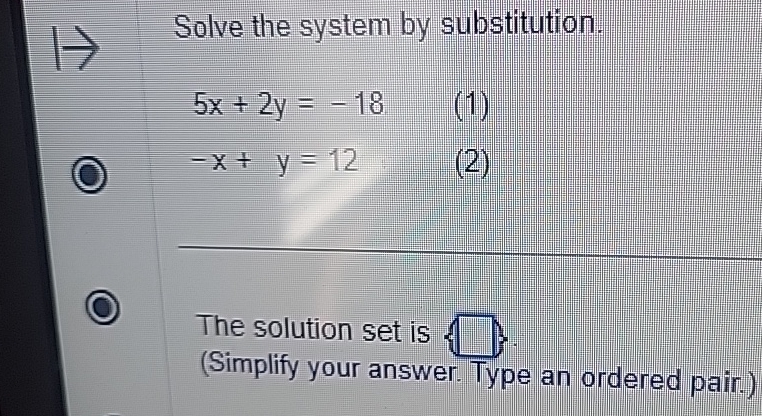 Solved |→,| ﻿Solve the system by | Chegg.com