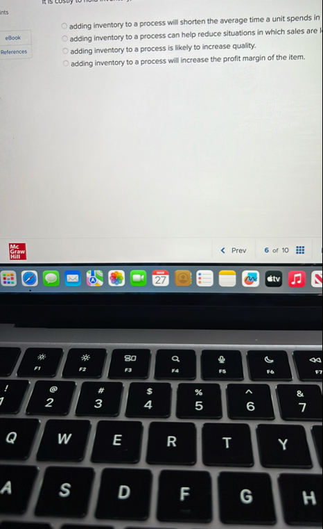 Solved ints ﻿adding inventory to a process will shorten the | Chegg.com