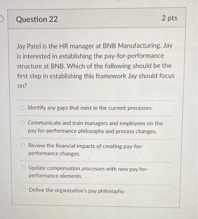Solved Jay Patel is the HR manager at BNB Manufacturing. Jay | Chegg.com