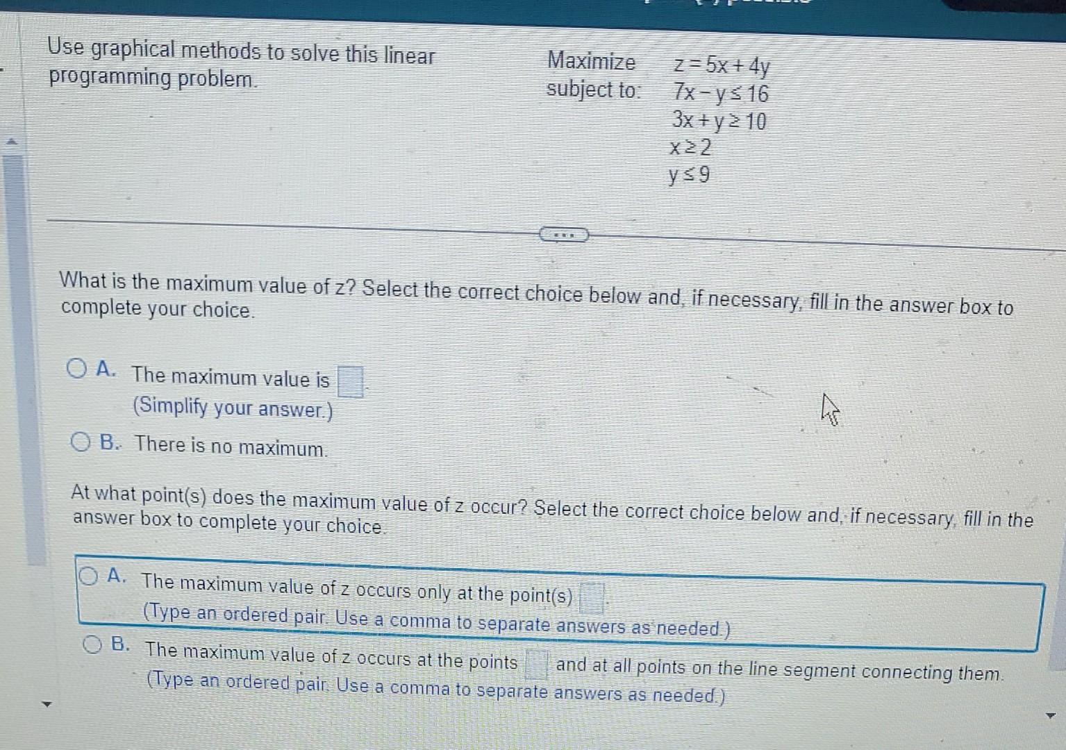 Solved Use graphical methods to solve this linear | Chegg.com
